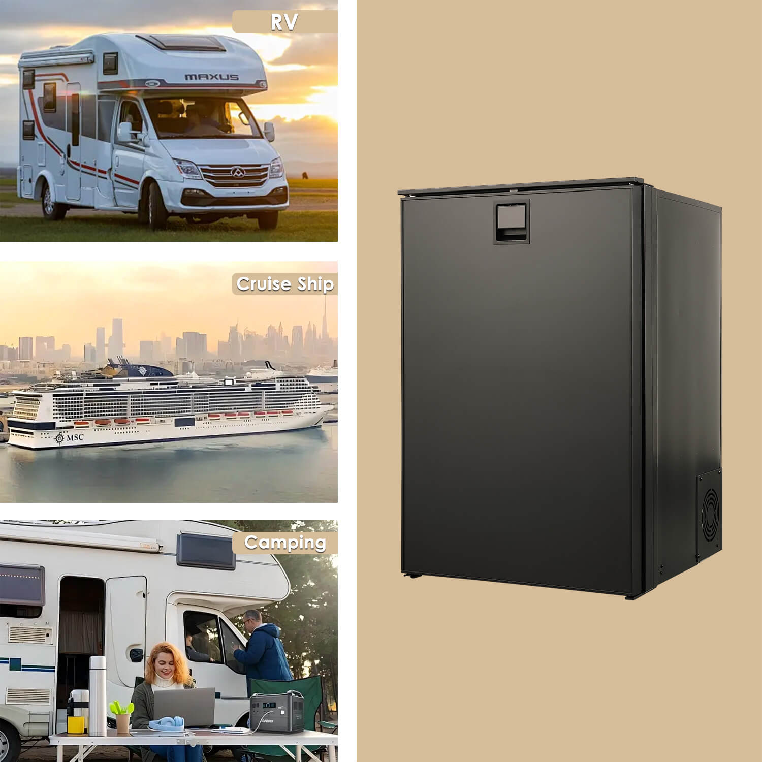 Smeta 3.88 Cu.Ft. 12 Volt Car Fridge for RV & Camper – Energy-Efficient ...